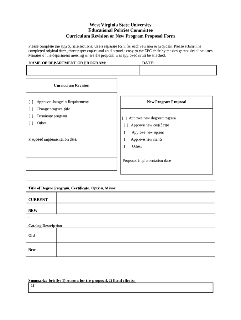 Curriculum Revision or New Program Proposal Doc Template | pdfFiller