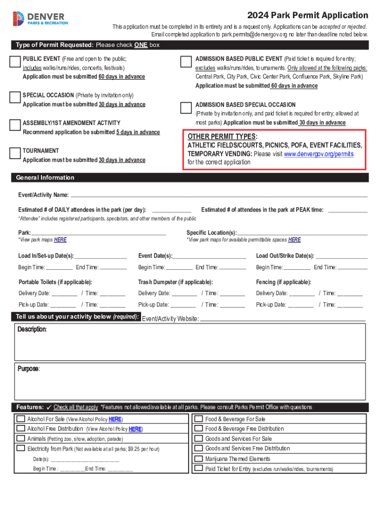 Fillable Online 2024 Park Permit App - Pg 1 - FINAL DRAFT Fax Email ...