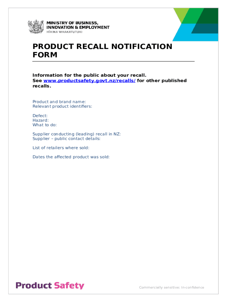 Product recall notification Doc Template | pdfFiller