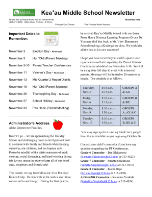 Fillable Online Keaau Middle School Newsletter - PDF Free Download Fax ...