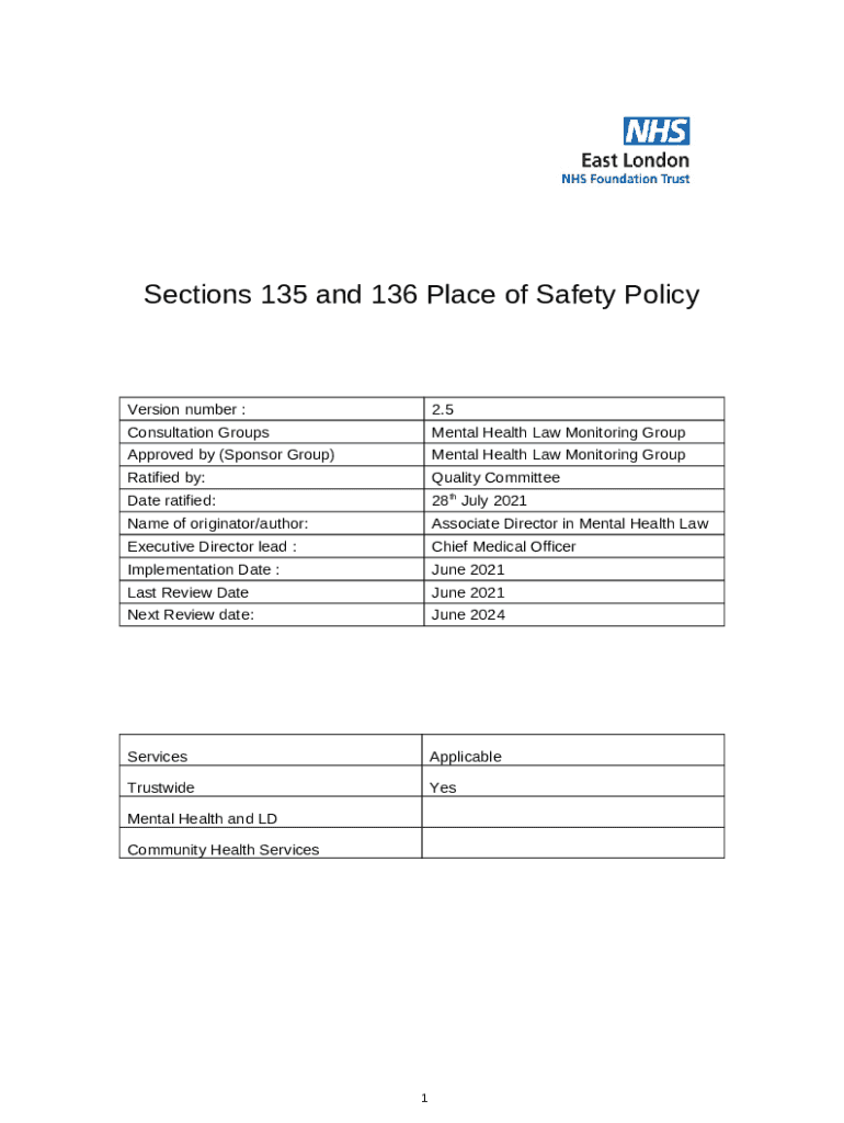 Detentions under Section 135 and 136 of the Mental Health Act Doc ...