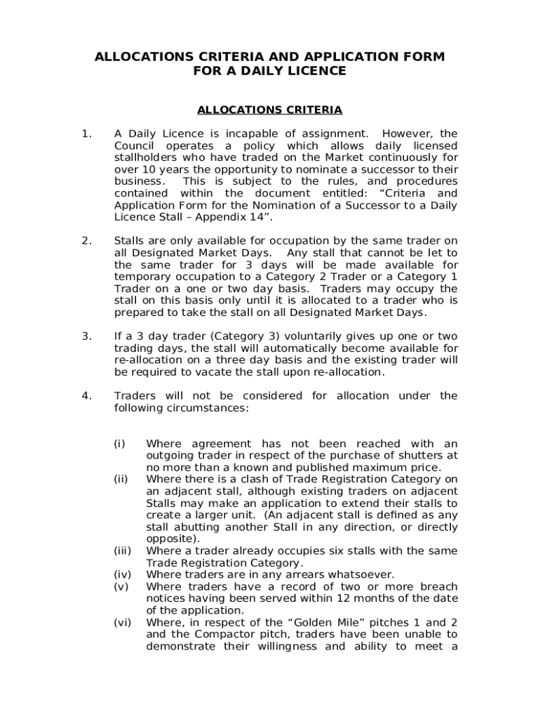 Allocation Criteria and Application Doc Template | pdfFiller