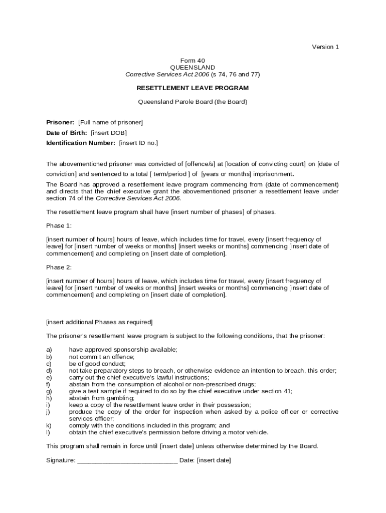 40. Resettlement Leave Program Doc Template | pdfFiller