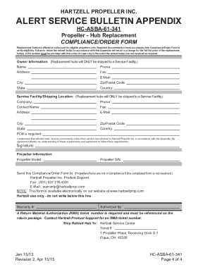 Fillable Online Service Bulletin Compliance Forms Fax Email Print ...