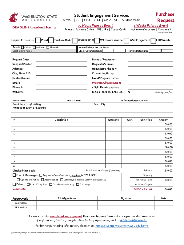 Fillable Online studentinvolvement wsu Digital Signage Request FormThe ...