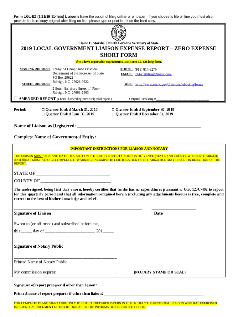 2019 liaison expense reportzero expense short Doc Template | pdfFiller