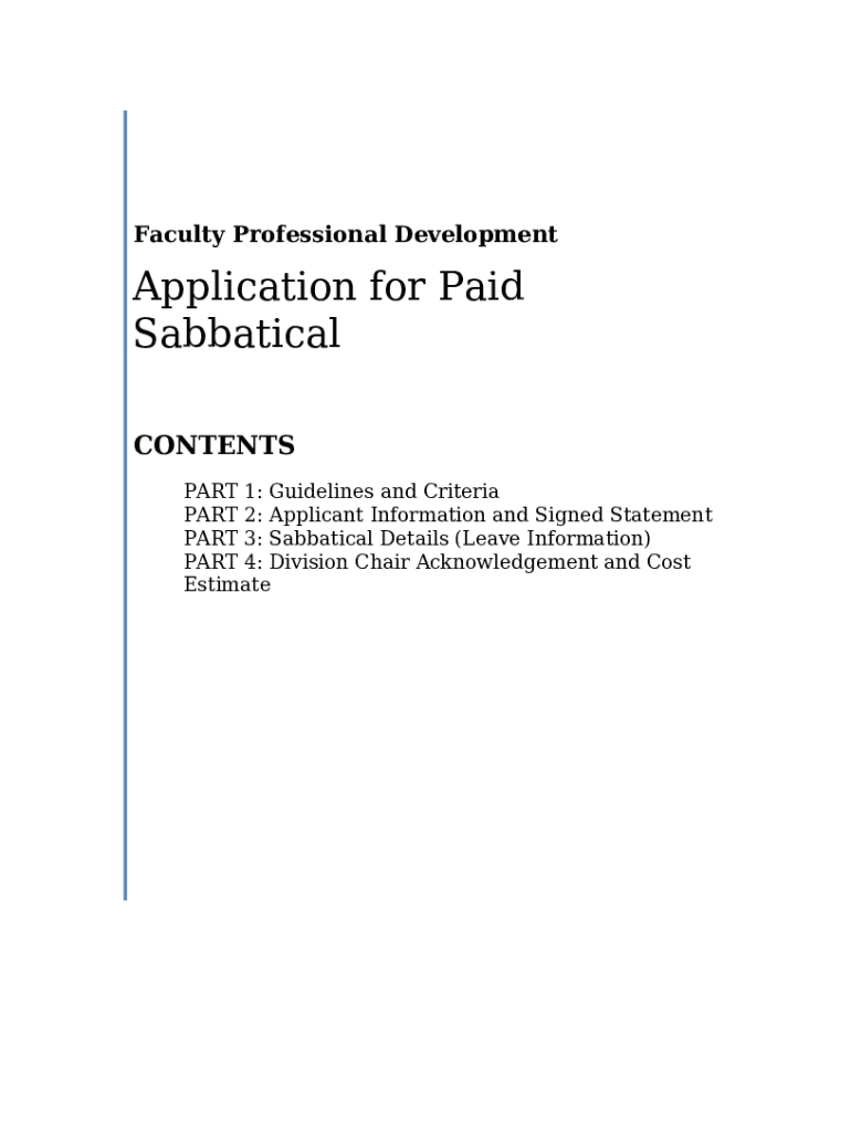 Application for Paid Sabbatical 20XX Doc Template | pdfFiller