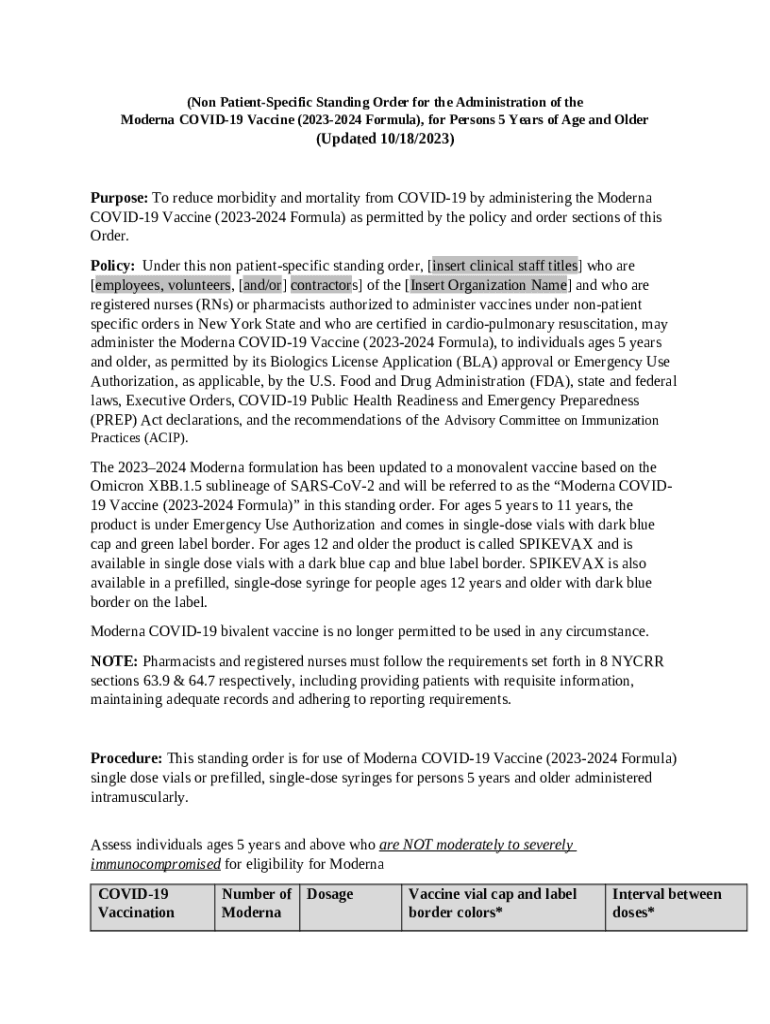 Updated (20232024 ula) Moderna COVID-19 Vaccine Doc Template | pdfFiller