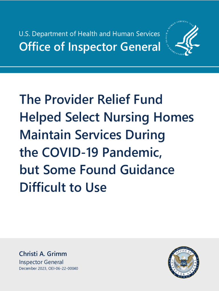 Fillable Online oig hhs The Provider Relief Fund Helped Select Nursing ...