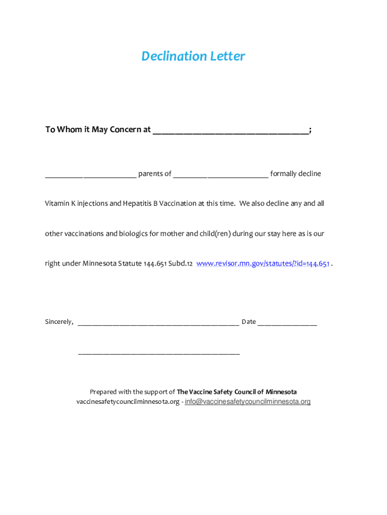 Fillable Online Refusal of Intramuscular Vitamin K by Parents of ... Fillable Online Refusal of Intramuscular Vitamin K by Parents of ...