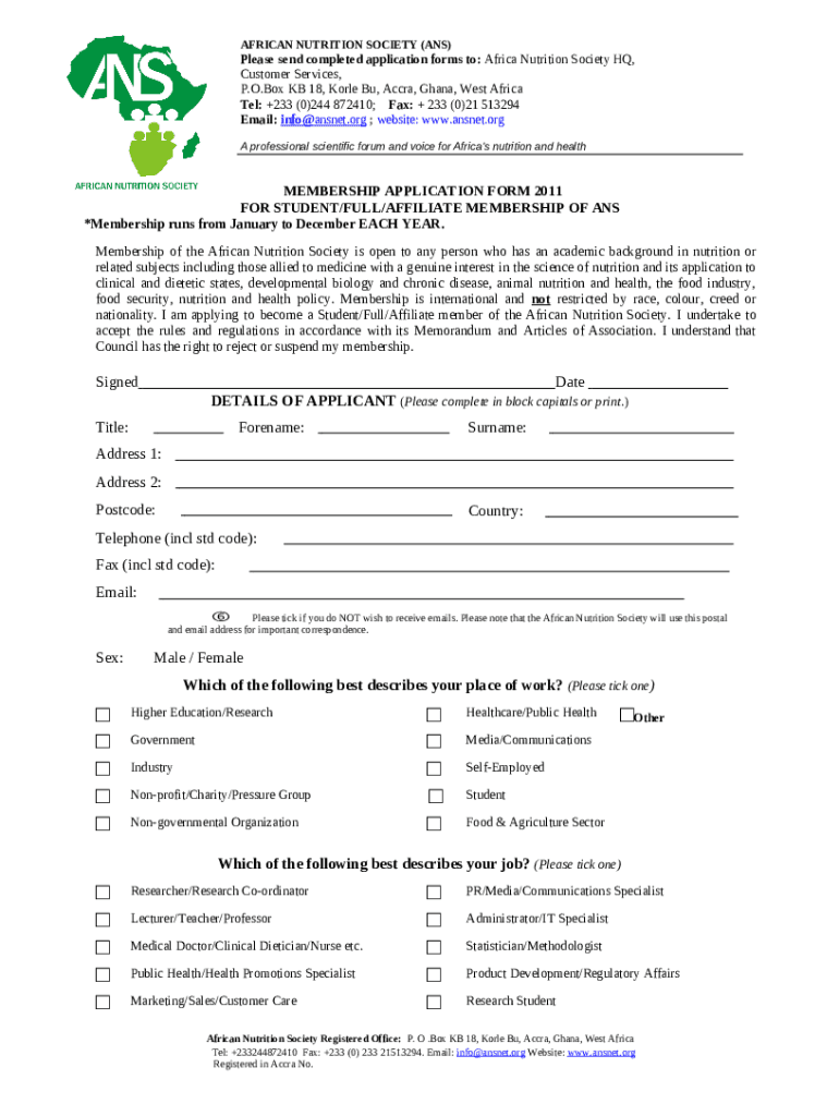 AFRICAN NUTRITION SOCIETY (ANS) Doc Template | pdfFiller
