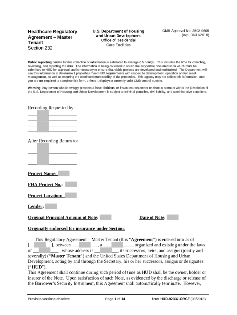 Healthcare Regulatory AgreementMaster Tenant Section 232 Doc Template ...