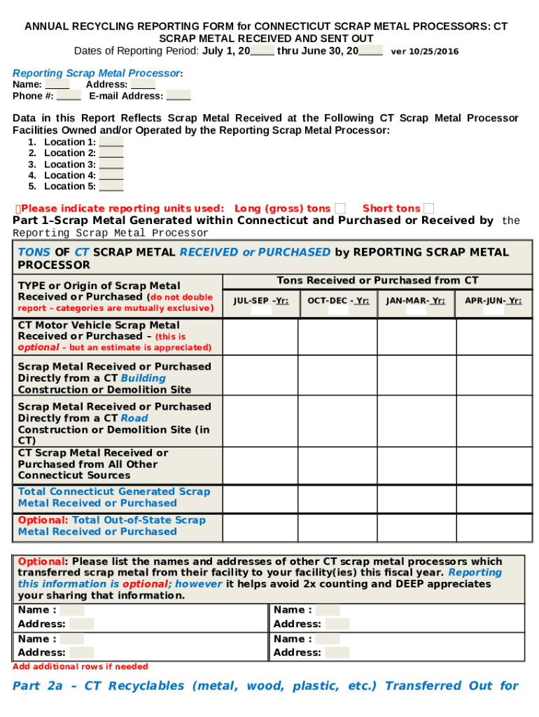 Scrap Metal Processor Reports Doc Template | pdfFiller