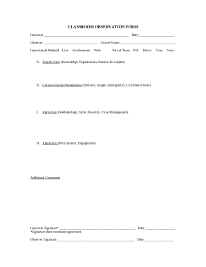 CLASSROOM VISITATION APPRAISAL Doc Template | pdfFiller