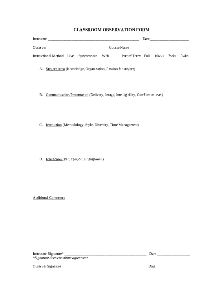 CLASSROOM VISITATION APPRAISAL Doc Template | pdfFiller