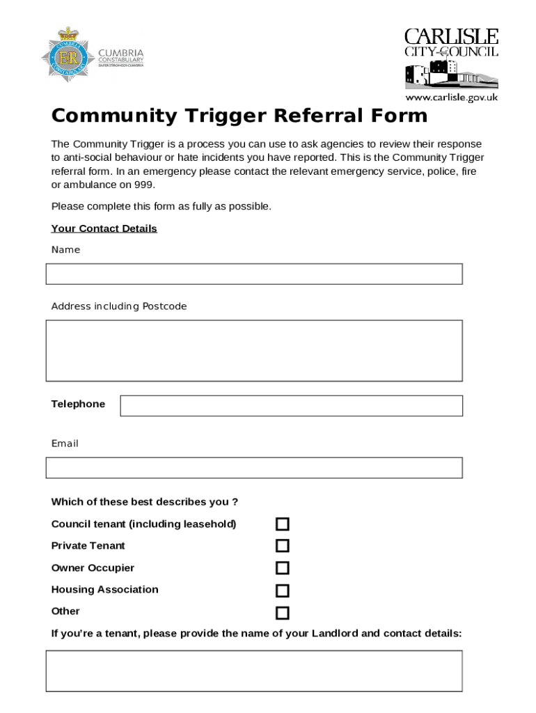 ASB Case Review (also known as the Community Trigger) Doc Template ...