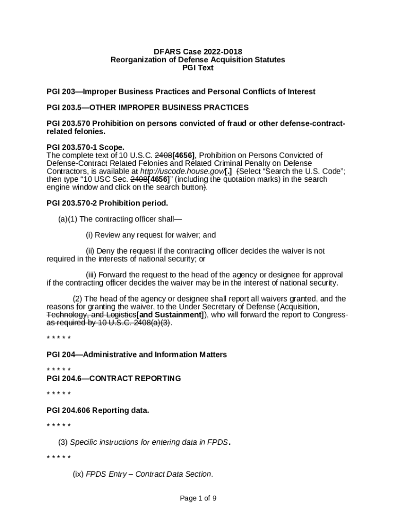 Reorganization of Defense Acquisition Statutes Doc Template | pdfFiller