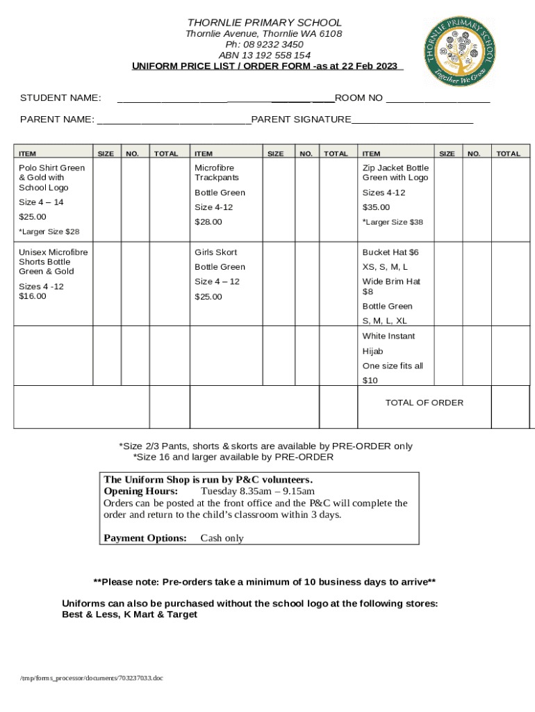 Contact Details Thornlie Primary School Doc Template | pdfFiller