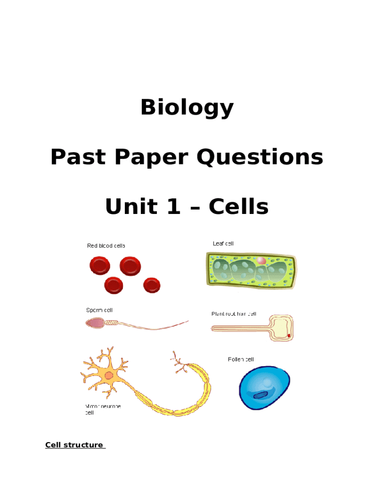 Biology Past Paper Questions Unit 1Cells - Glow Blogs Doc Template ...