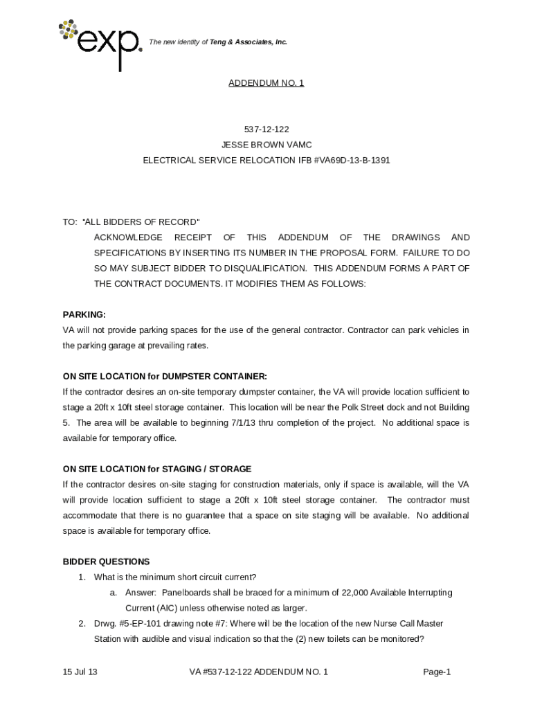 Teng Addendum Doc Template | pdfFiller