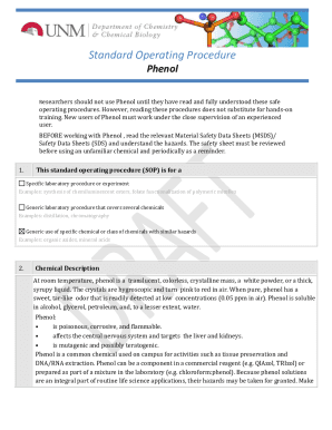 Fillable Online chemistry unm Standard Operating Procedure for the use ...