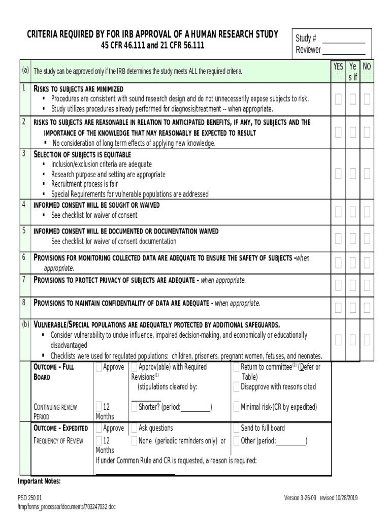 OPHS Worksheet - 45 CFR 46.111 and 21 CFR 56.111 - irb ucsf Doc ...