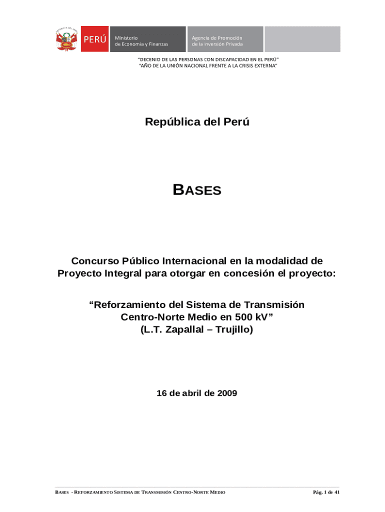 Republic of Peru TENDER DOCUMENT ... Doc Template | pdfFiller