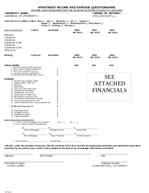 A INCOME AND EXPENSE QUESTIONNAIRE Doc Template | pdfFiller