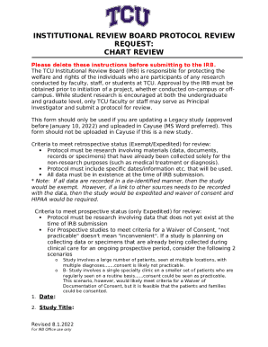 Protocol Chart Review Request - research tcu Doc Template | pdfFiller
