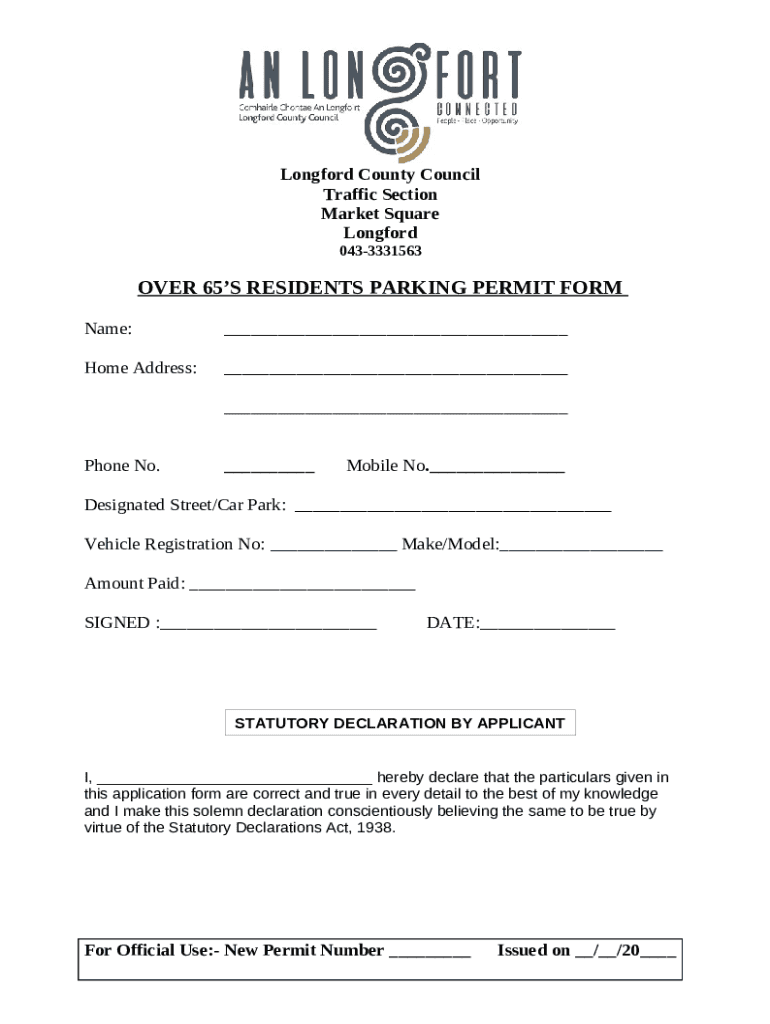 Parking Permit Application s Doc Template | pdfFiller