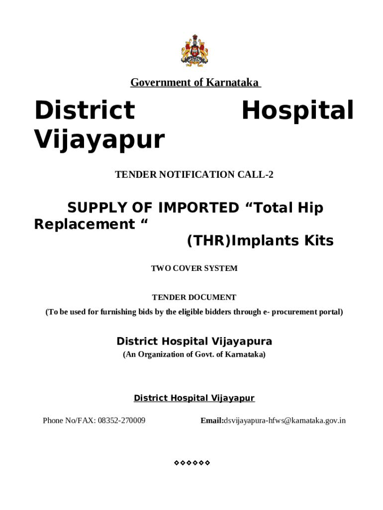 Supply of IMPORTED THR Implants Kit Doc Template | pdfFiller