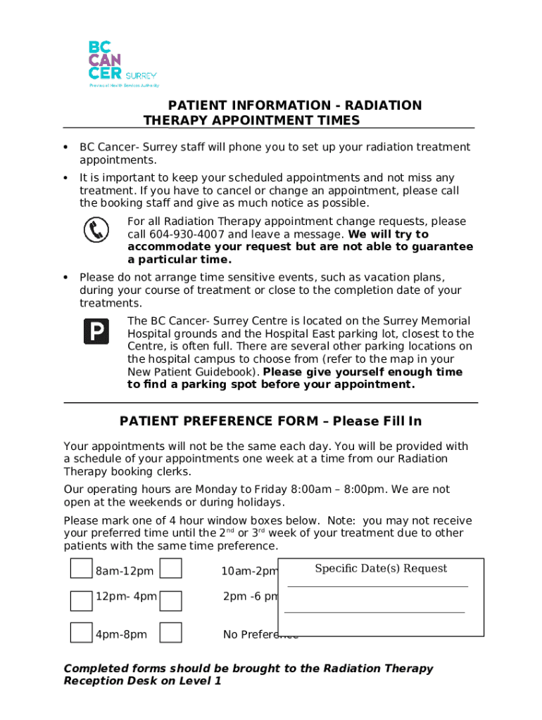 Examining Radiation Treatment Appointment Times at a ... Doc Template ...