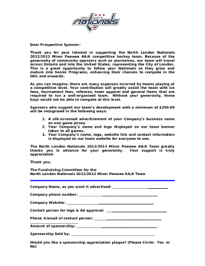 Sample Sponsor Follow Up Letter Doc Template | pdfFiller