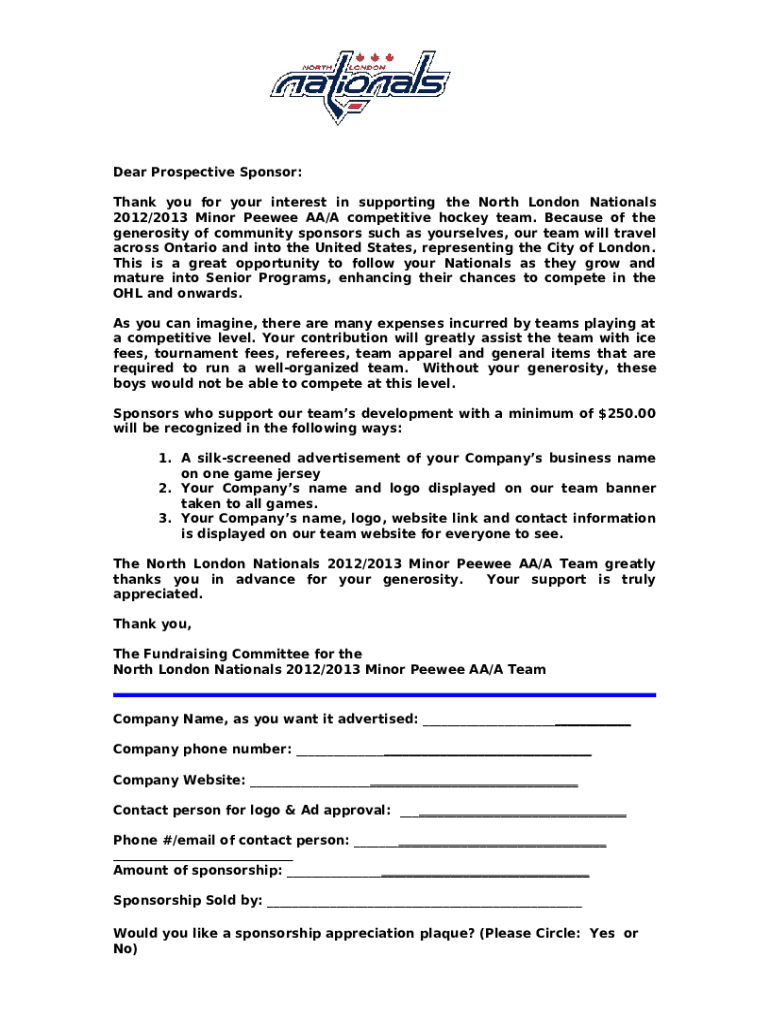 Sample Sponsor Follow Up Letter Doc Template | pdfFiller