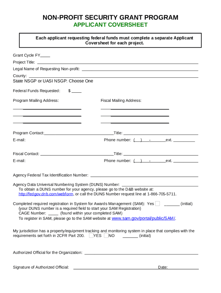 Nonprofit Security Grant Program -Application Process- Doc Template | pdfFiller