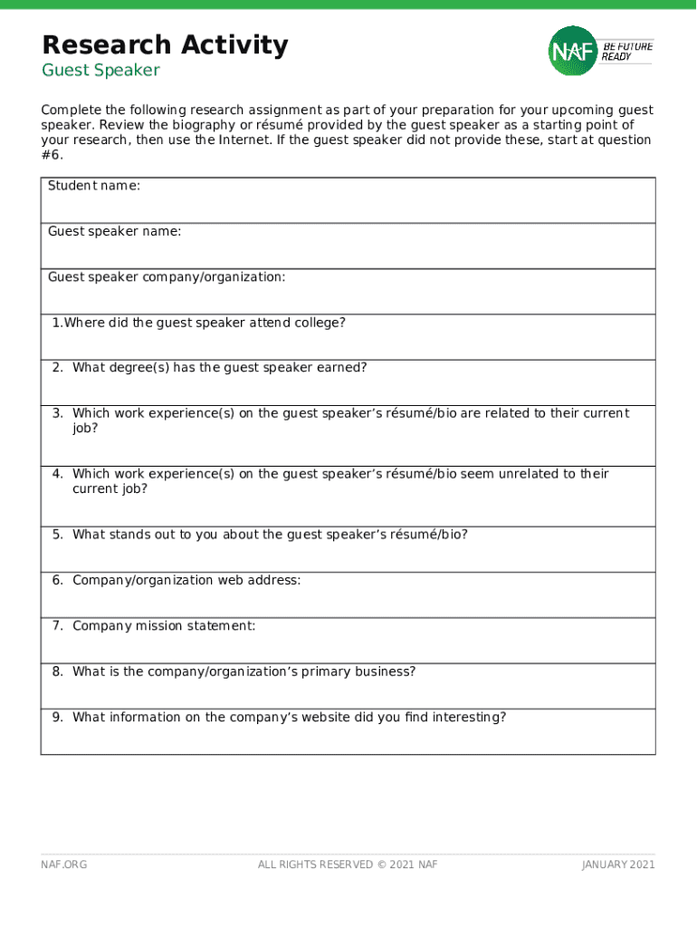Turning Guest Speakers' Visits into Active Learning ... Doc Template ...