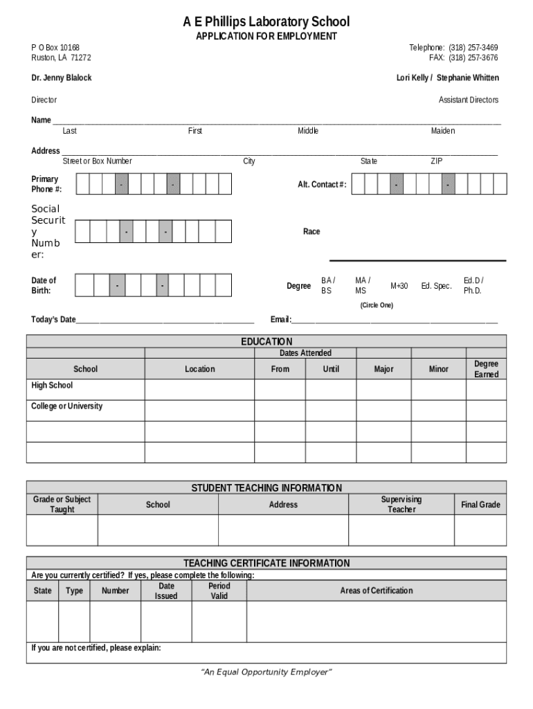 Faculty/Staff - A E Phillips Laboratory School Doc Template | pdfFiller
