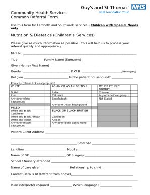 Paediatric Service Referral for Schools Doc Template | pdfFiller
