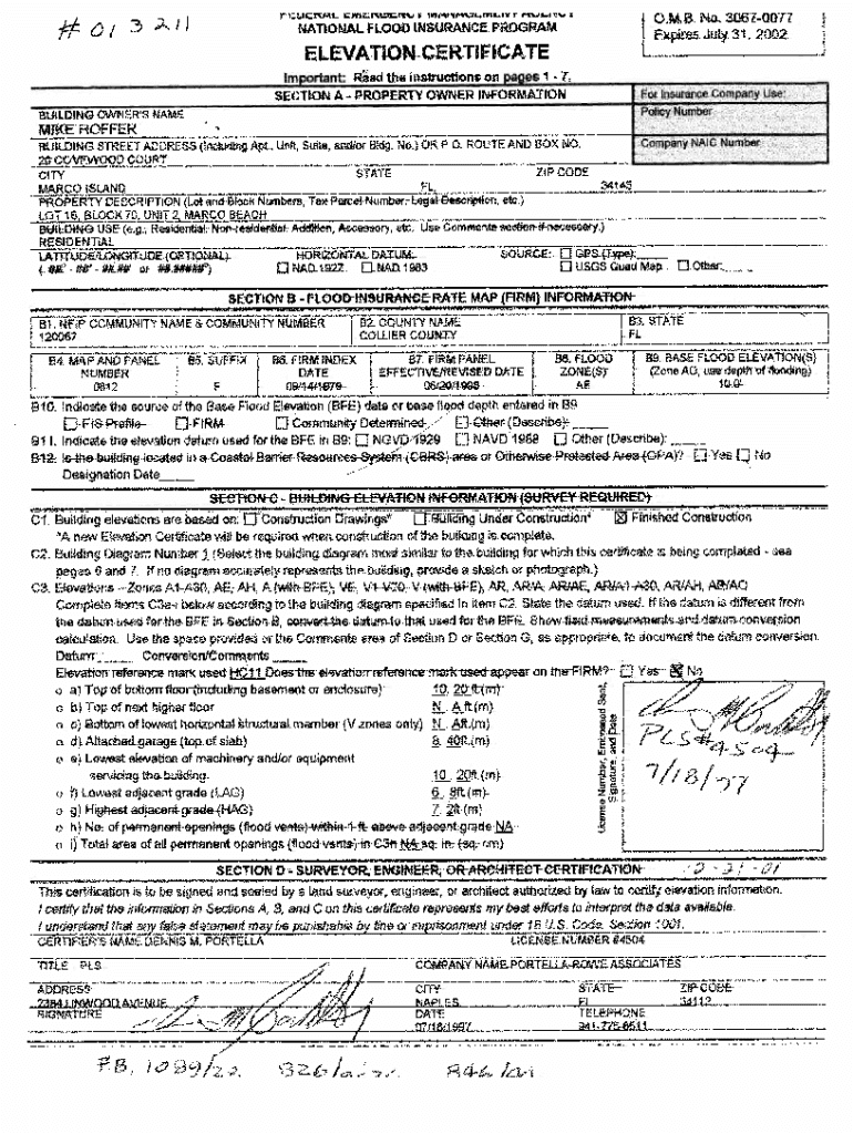Fillable Online Elevation Certificate and Instructions - Buncombe County Fax Email Print - pdfFiller
