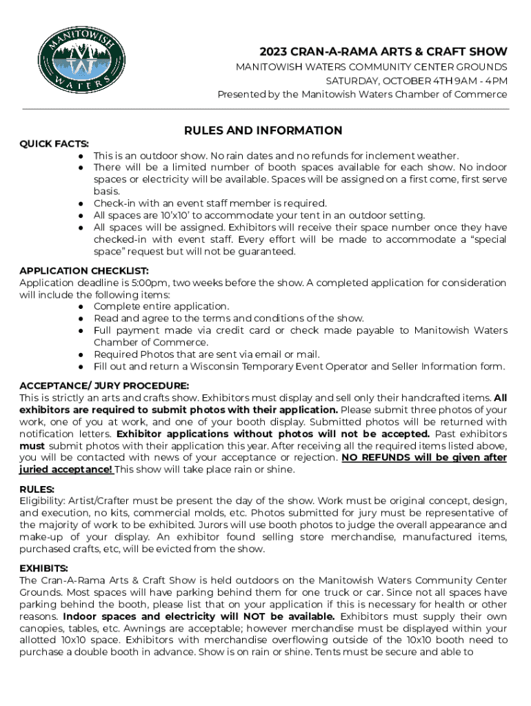 Fillable Online 2023 Craft Show Application Cran-A-Rama Fax Email Print ...