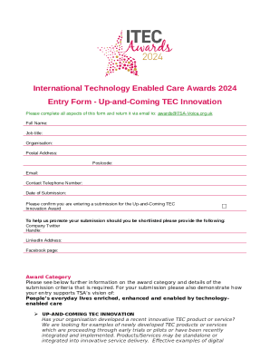 Entry - Up-and-Coming TEC Innovation Doc Template | pdfFiller