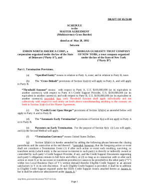 ISDA Multicurrency Agreement - Open Test Set Doc Template | pdfFiller