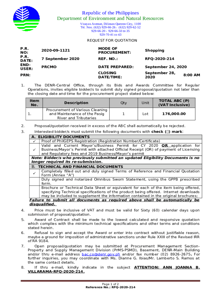 Online The DENR-Central Office, through its Bids ... Doc Template ...