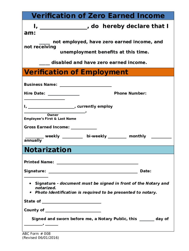 Earned Income Verification Doc Template | pdfFiller