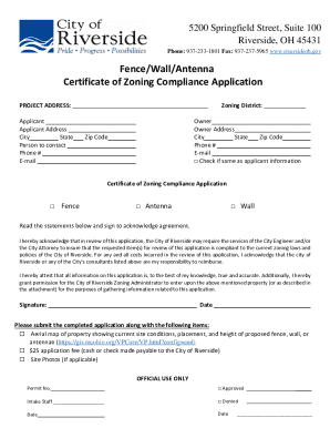 Fillable Online Business Certificate of Zoning Compliance Application ...