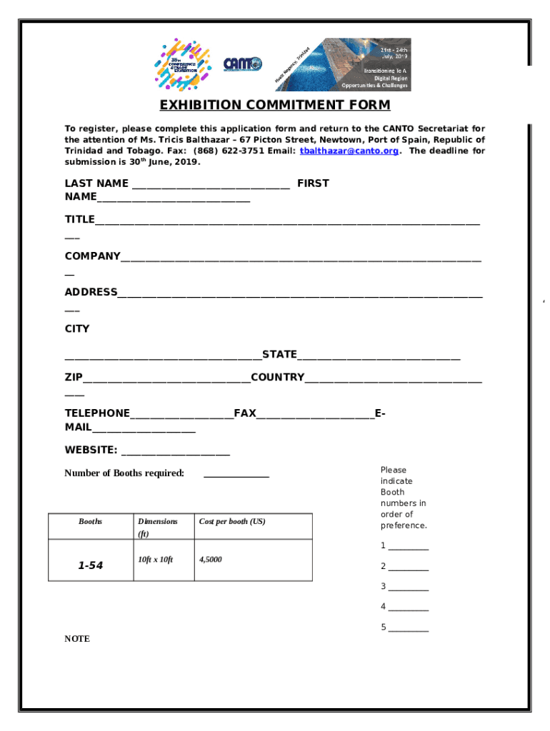 Exhibition Commitment CANTO Doc Template | pdfFiller