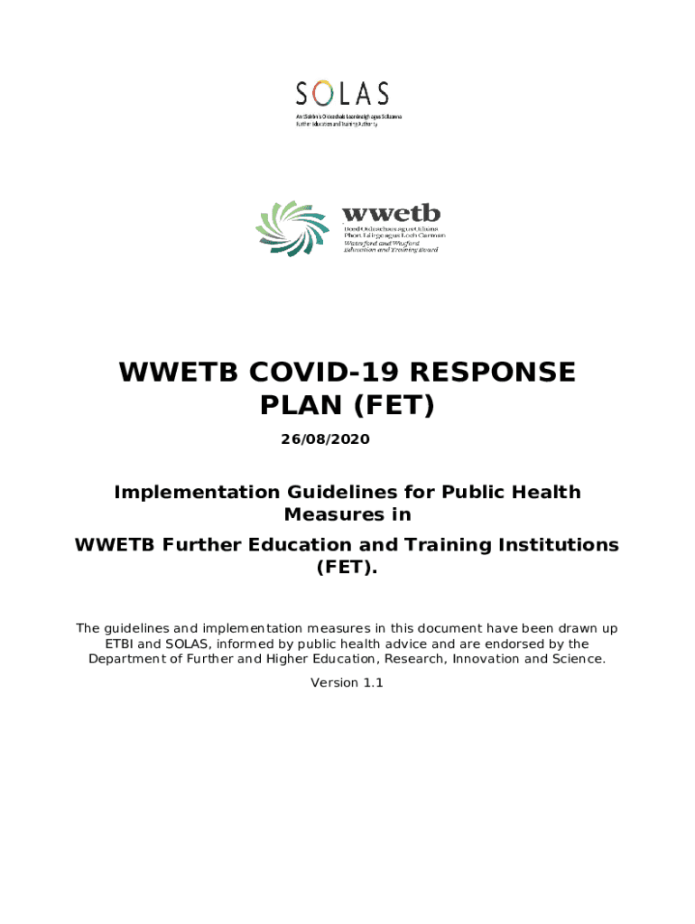 wwetb covid-19 response plan (fet) Doc Template | pdfFiller