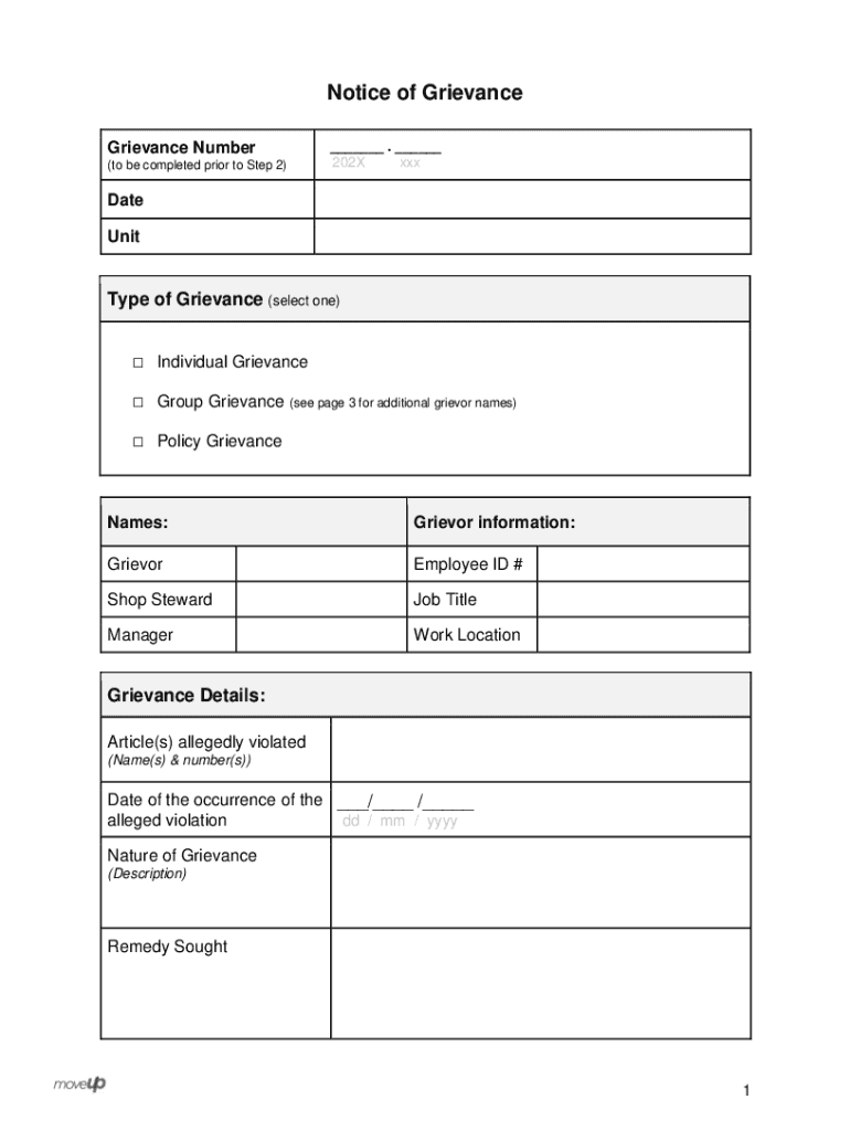 Fillable Online ARCHIVED - Guidelines on the Grievance Procedure (Draft ...