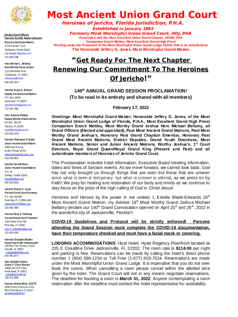 Most Ancient Union Grand Court Heroines of Jericho Doc Template | pdfFiller