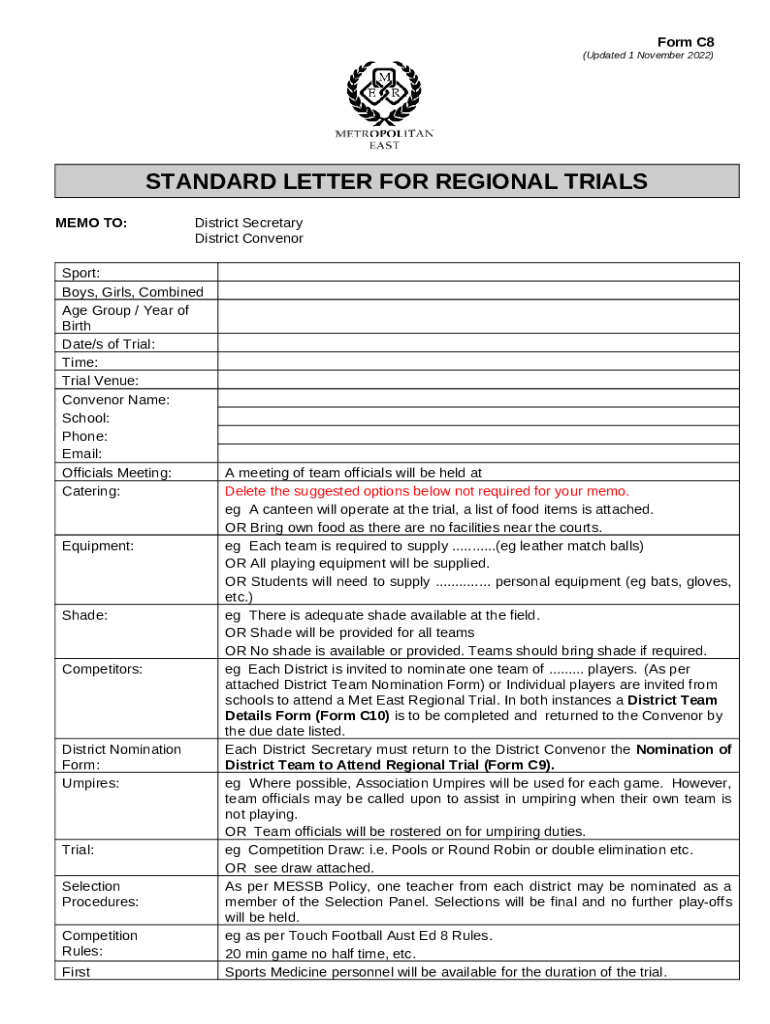 C8 Sample Regional Trial Letter - meteastschoolsport eq edu Doc ...
